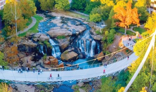 Greenville Falls Park | The Liberty Bridge pedestrian Bridge